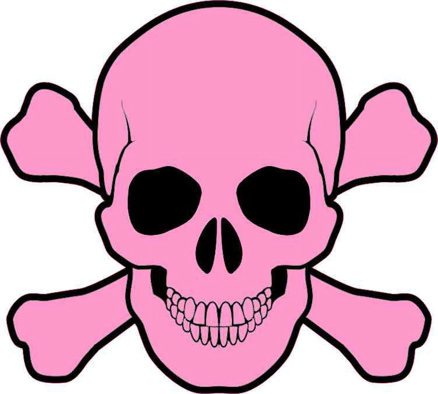 5inX5in Light Pink Skull and Cross Bones Bumper Sticker Vinyl Truck ...