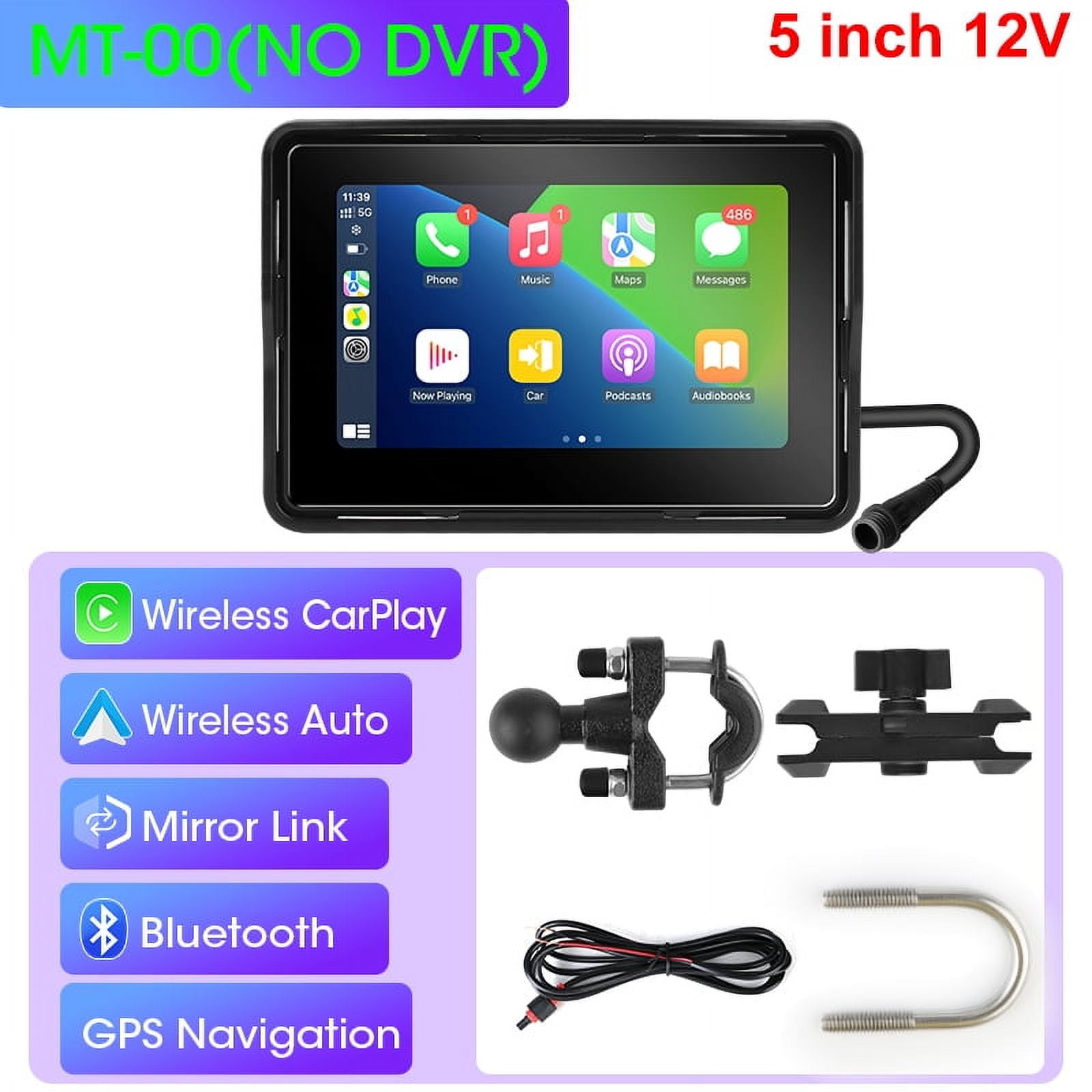 5inch Motorcycle DVR GPS Navigation Wireless Carplay Android Auto IPX7 ...