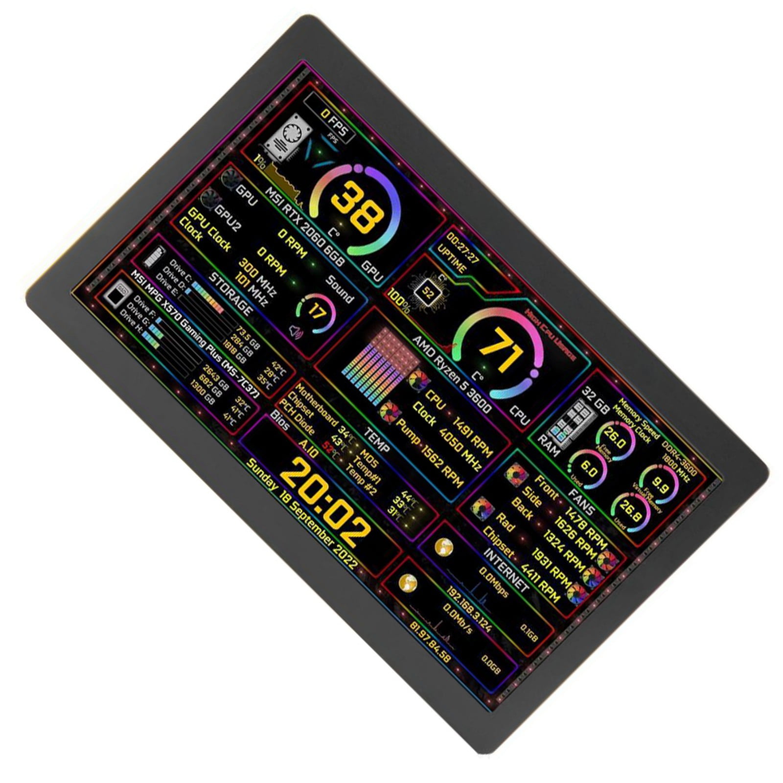 5inch Type C Secondary Screen Computer CPU GPU Monitor USB Display Sub ...