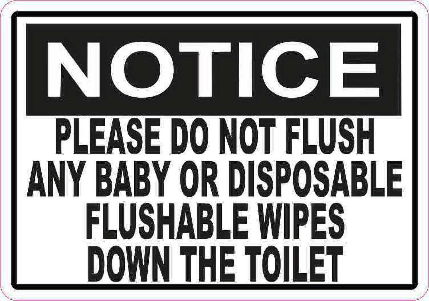 5inx3.5in Notice Please Do Not Flush Any Wipes Down the Toilet Magnet ...