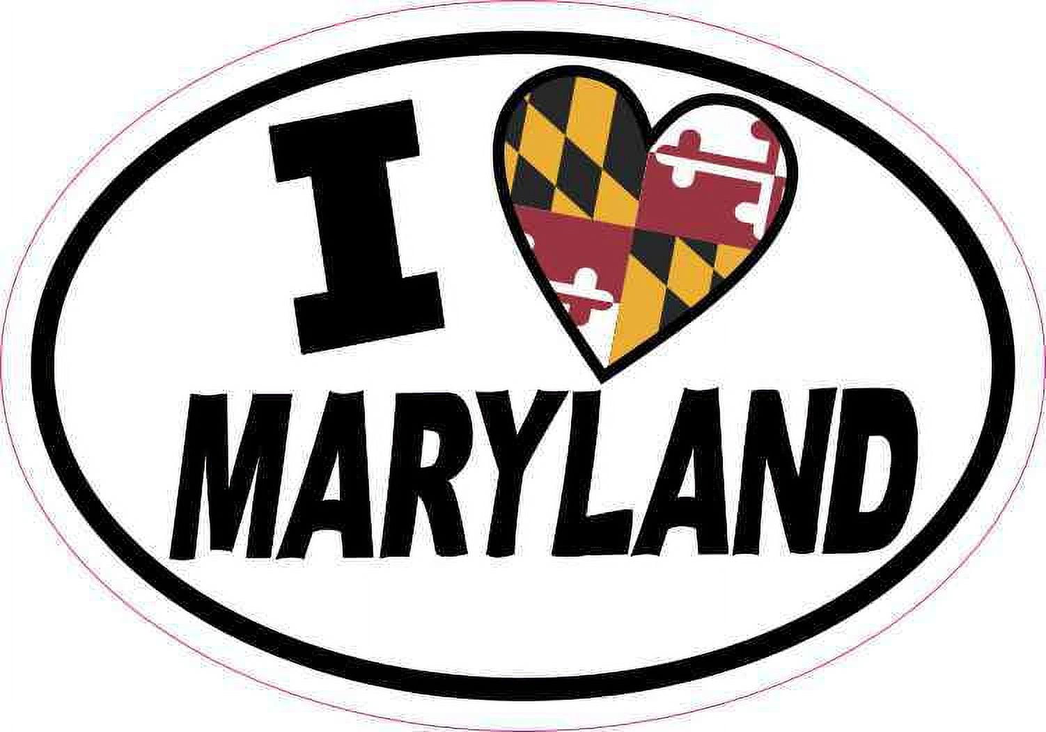 5inx3.5in Oval I Love Maryland Sticker Vinyl Car Cup Luggage Flag ...