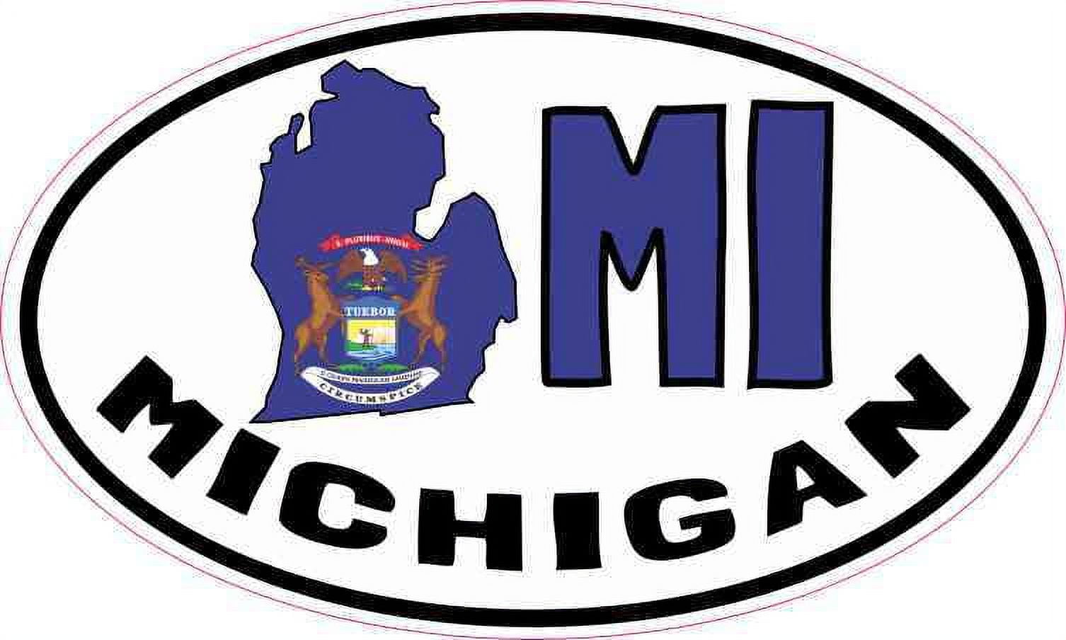 5inx3in Oval MI Michigan Sticker Vinyl Car Truck Bumper Decal Cup ...