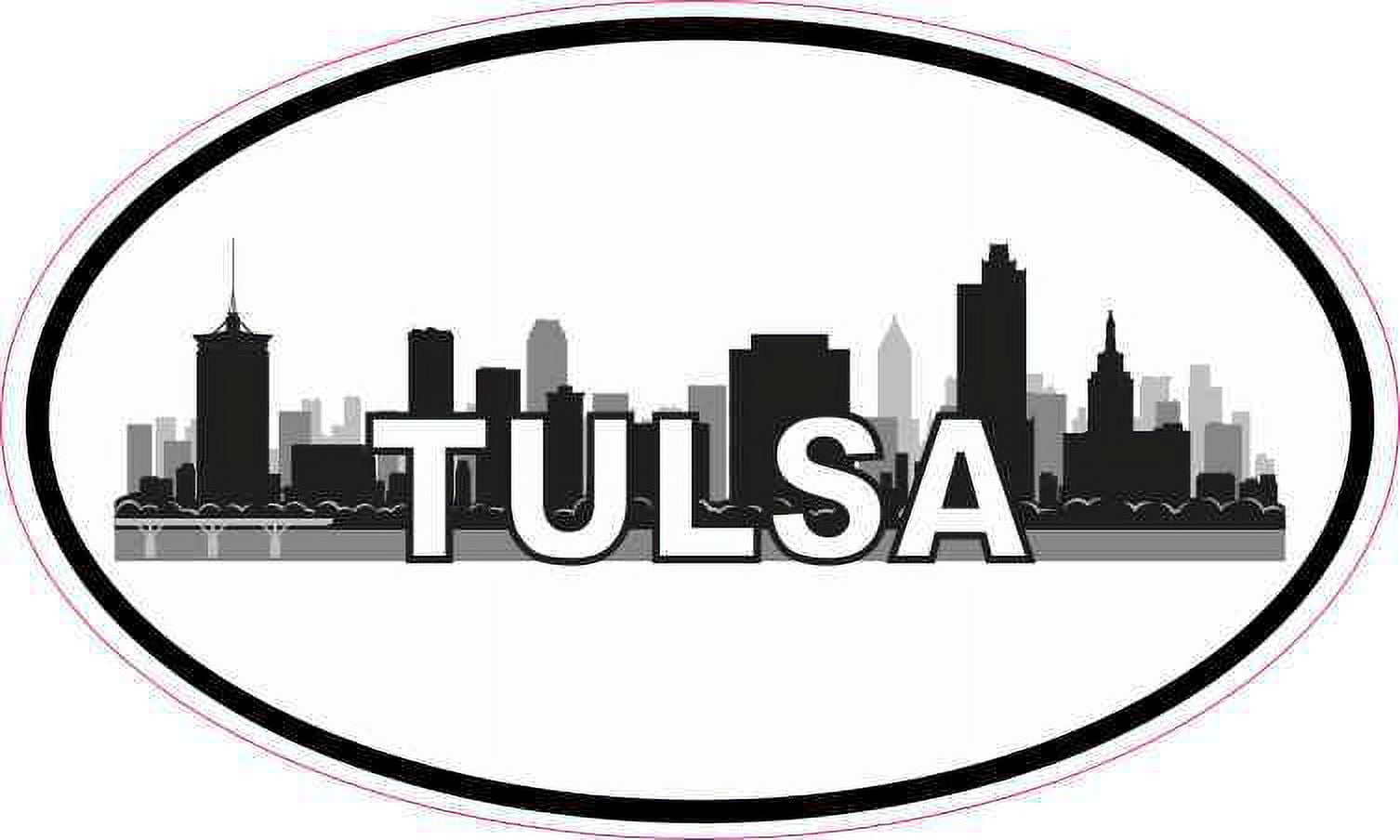 5inx3in Oval Tulsa Skyline Sticker Luggage Cup Car Bumper Window ...