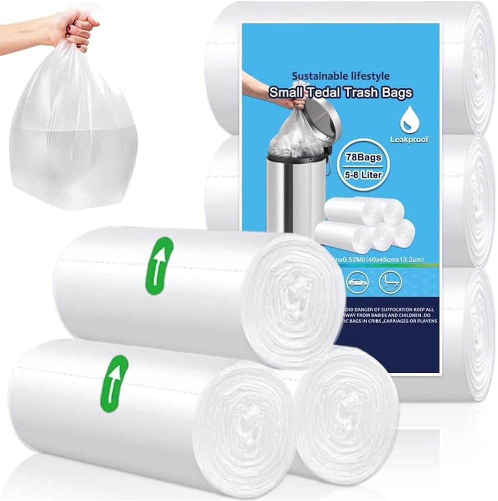 5l Bin Bags Small Plastic Bin Liners 78 Counts Clear Garbage Bags ...