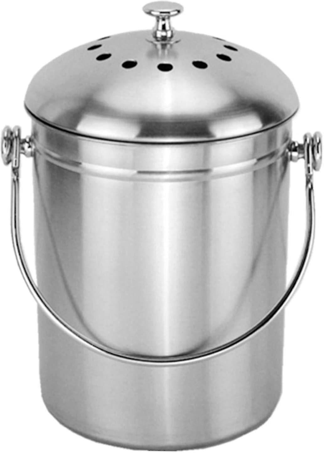 5l Stainless Steel Compost Bucket Kitchen Countertop Compost Bin ...