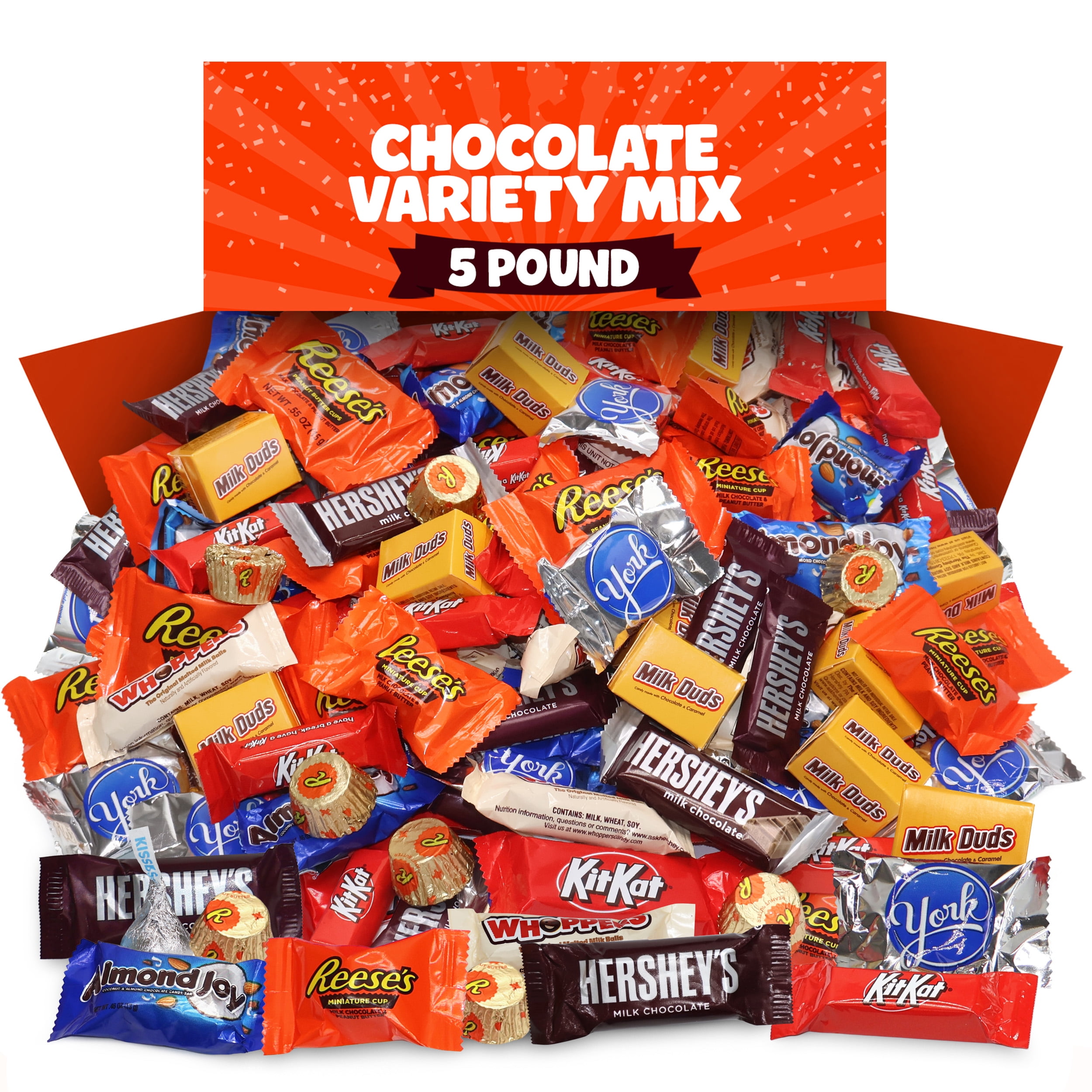 Hershey Bulk Chocolate Candy, 5 lb, Individually Wrapped Assorted ...