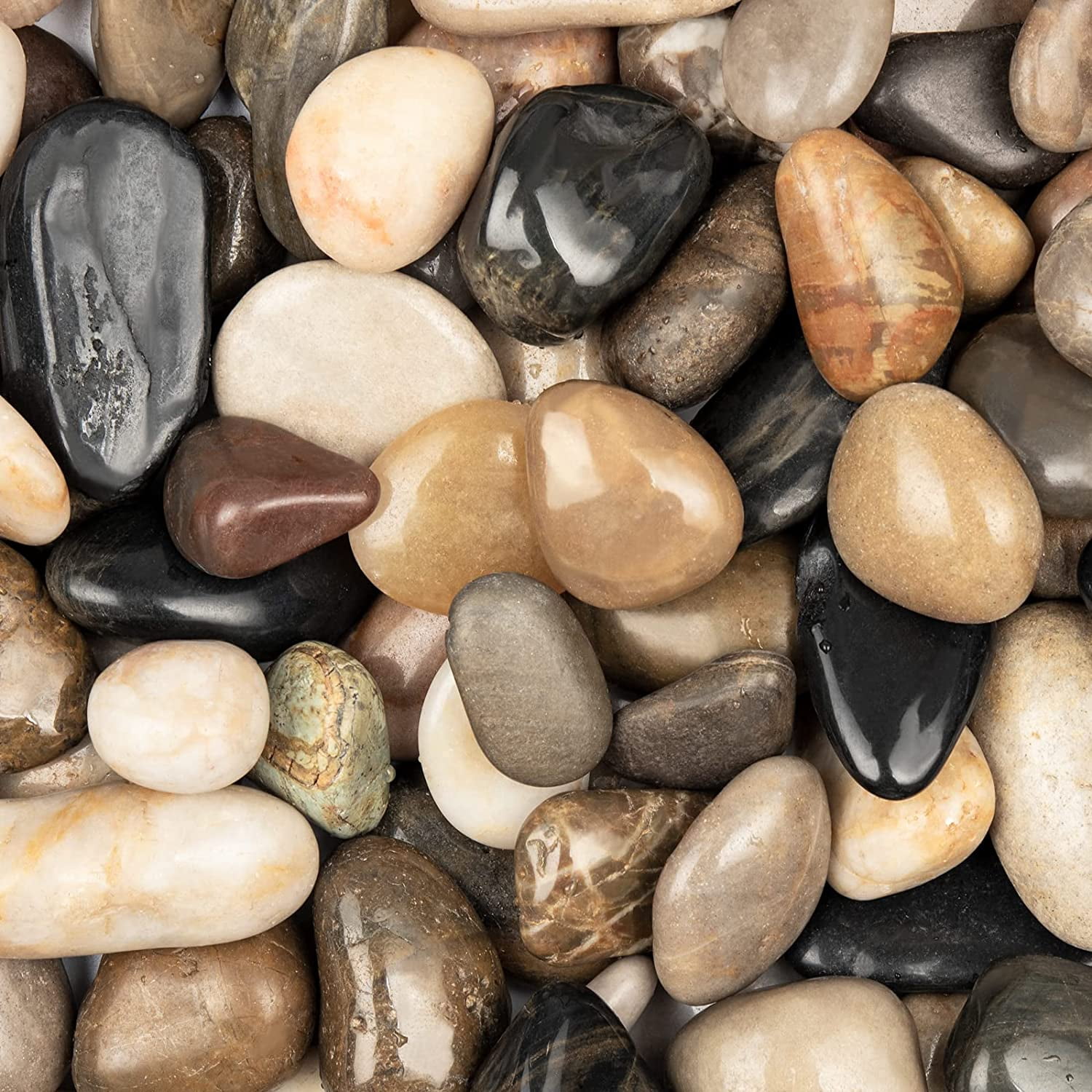 5lbs Mix Natural River Rocks, High-Polished Pebbles for Plants Garden ...