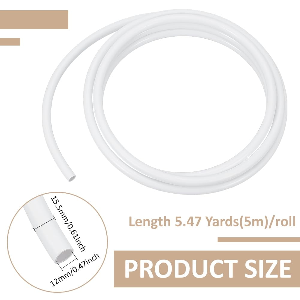 5m/16.4Ft White Tubing Roll for Bundling Artificial Flower Stems 12m ID ...
