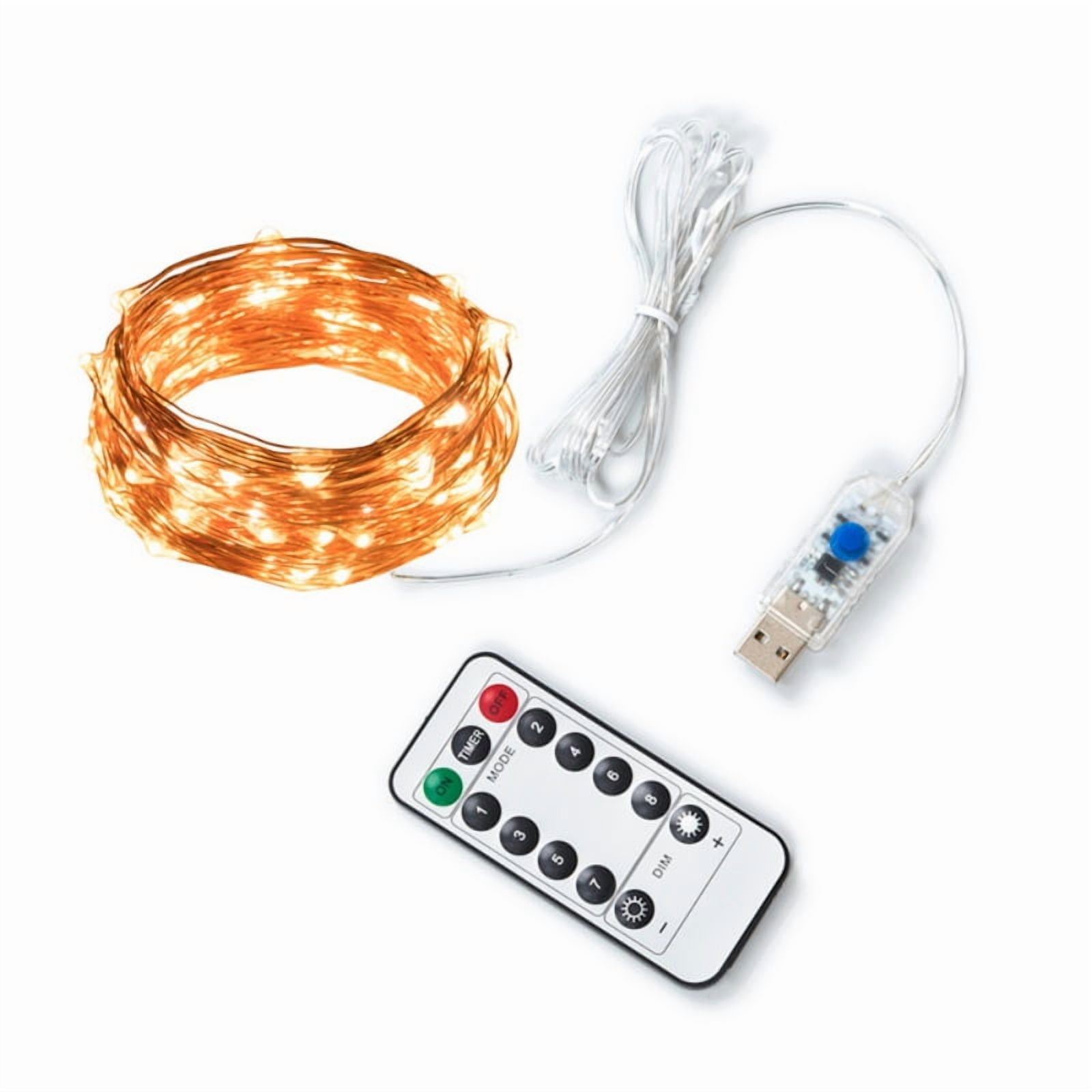 5m 50LED Copper Wire String Lights Fairy String Lights 8 Modes LED ...