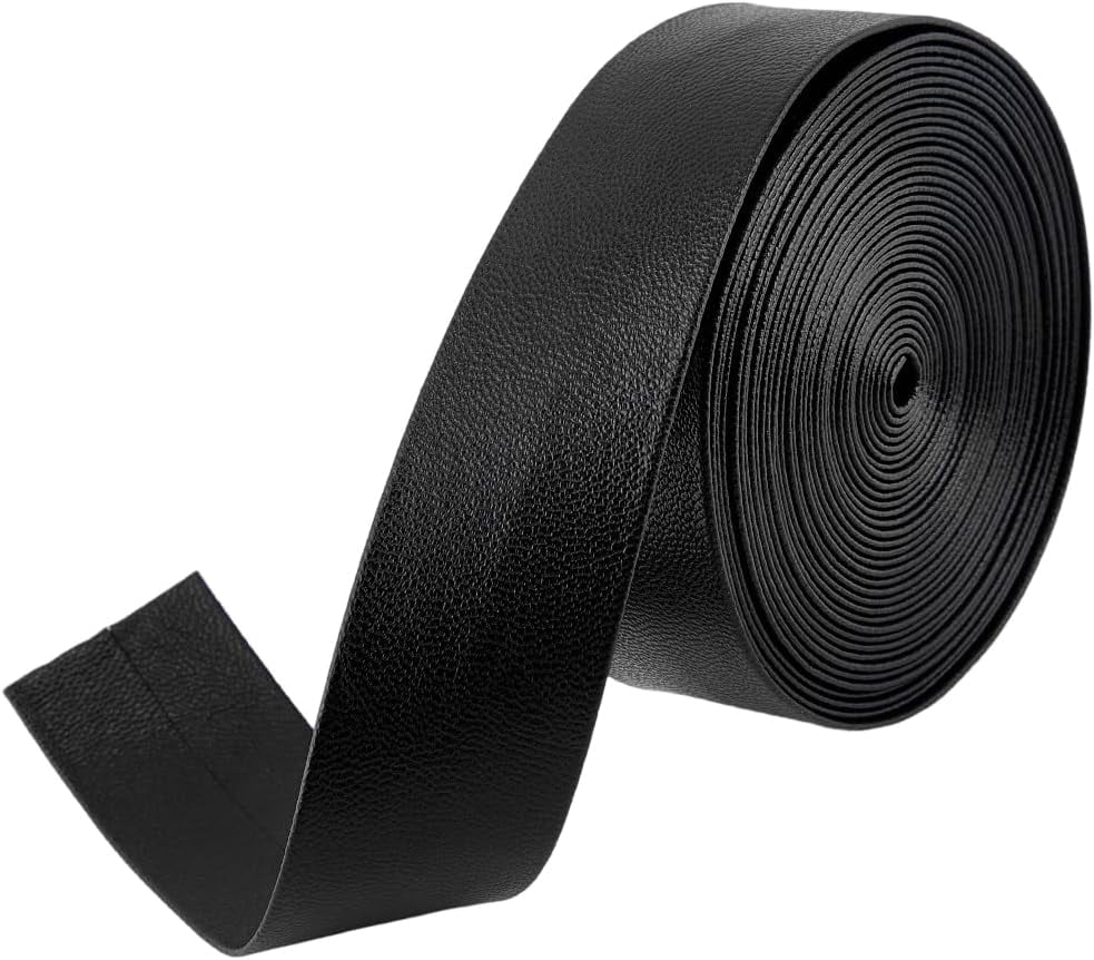 5m Black Leather Strips 30mm Wide Foldover Leather String PU Edge ...