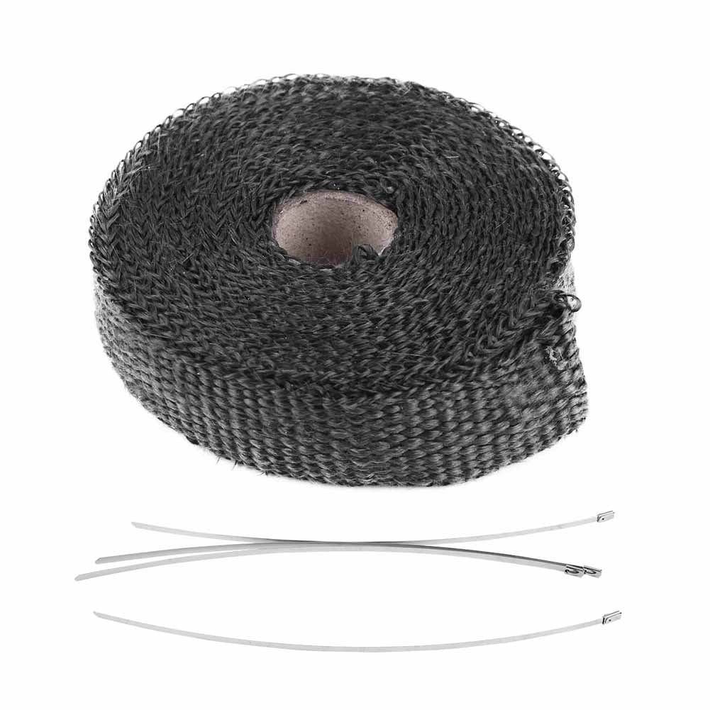5m Car Insulation Tape Exhaust Heat Wrap with 4 Stainless Steel Cable ...
