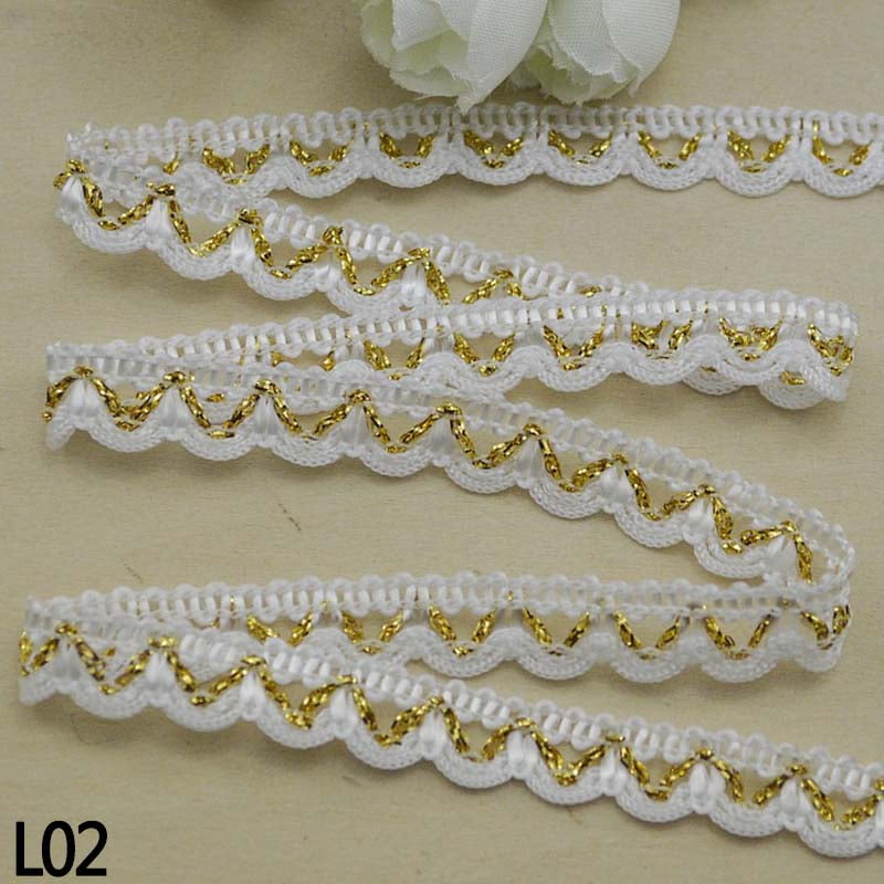 5m Gold Silver Lace Trim Ribbon Curve Lace Fabric Sewing Centipede ...