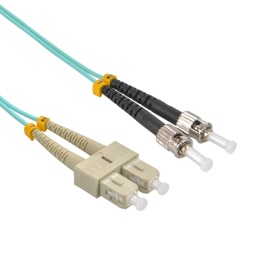 5m SC/UPC ST/UPC OM3 Multimode Duplex Aqua Fiber Optic Patch Cable (2 ...