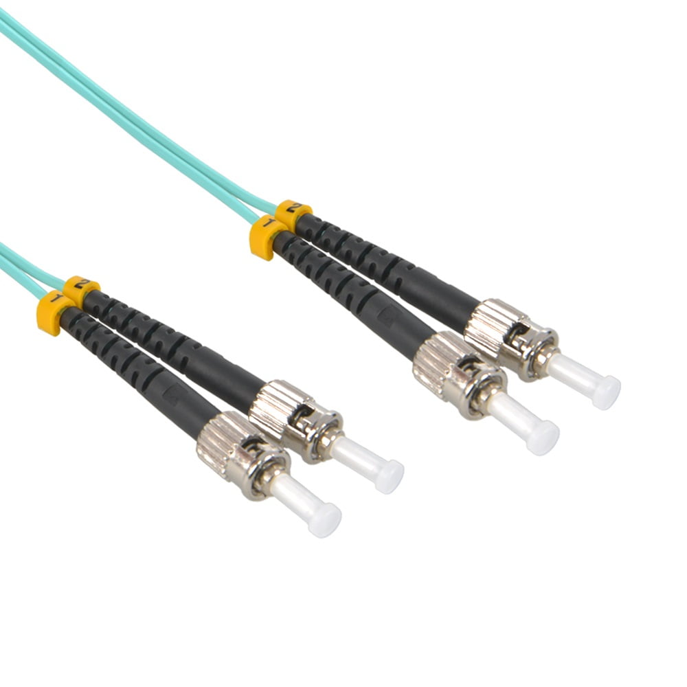 5m ST/UPC-ST/UPC OM3 Multimode Duplex Aqua Fiber Optic Patch Cable (3 ...