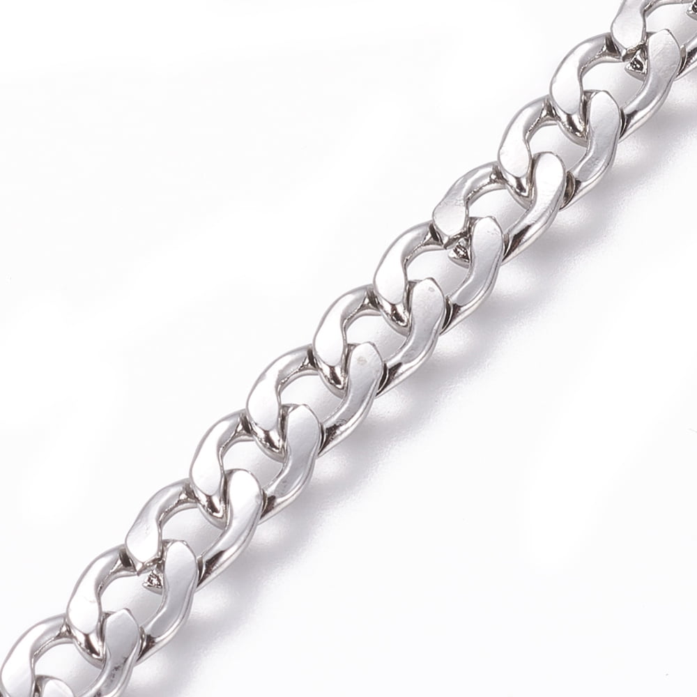 5m Tarnish Resistant 201 Stainless Steel Cuban Link Chains Chunky Curb Chains Twisted Chains ...