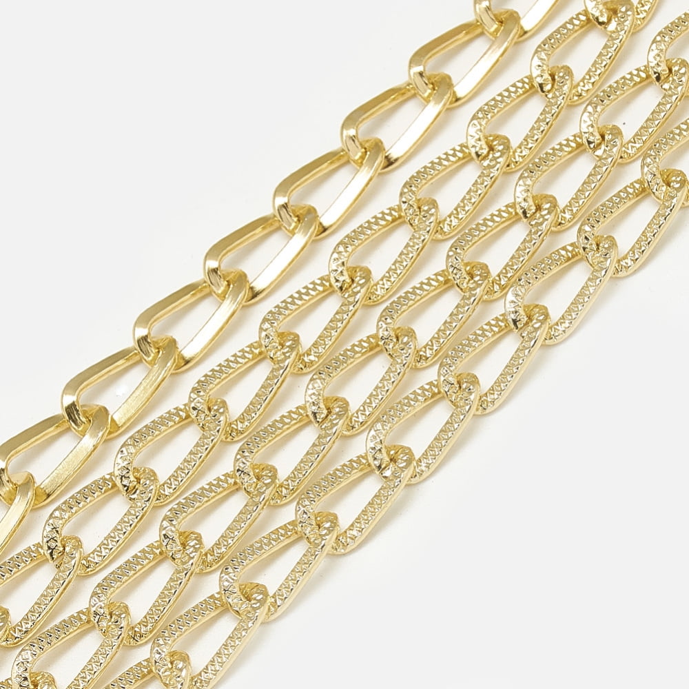 5m Unwelded Aluminum Curb Chains with Spool Gold 13x7x1.8mm - Walmart.com