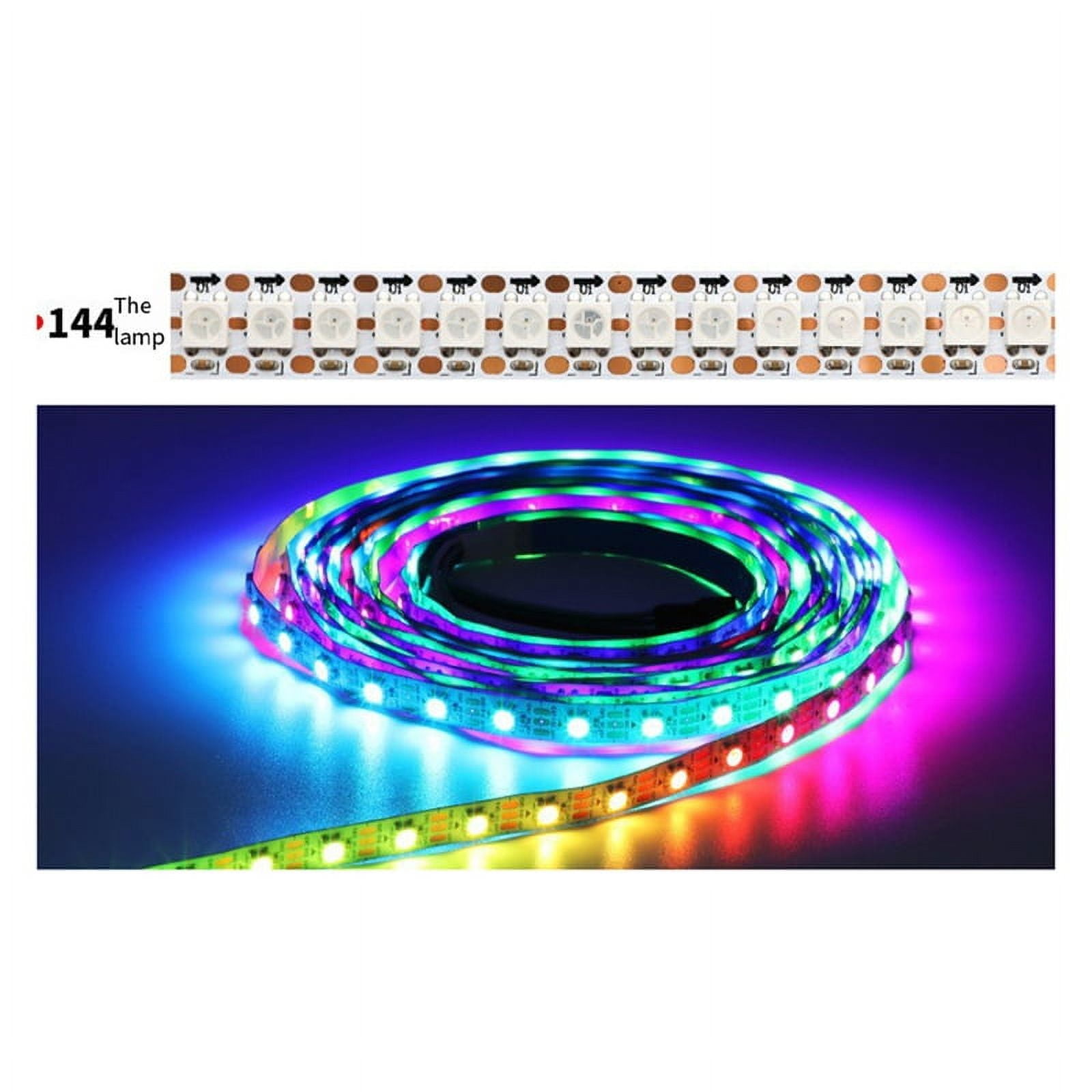 5m WS2812B LED Strip 5V 144 Pixel LEDs/M Individually Addressable IP20 Waterproof Flexible Tape ...