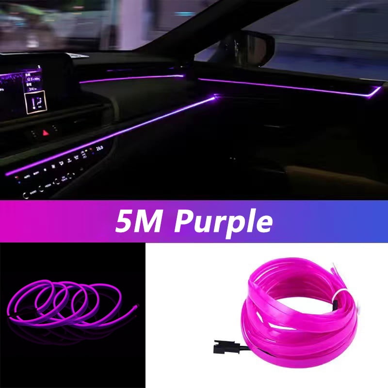 5m car interior led strip light neon el wiring decorative lamp for auto ...