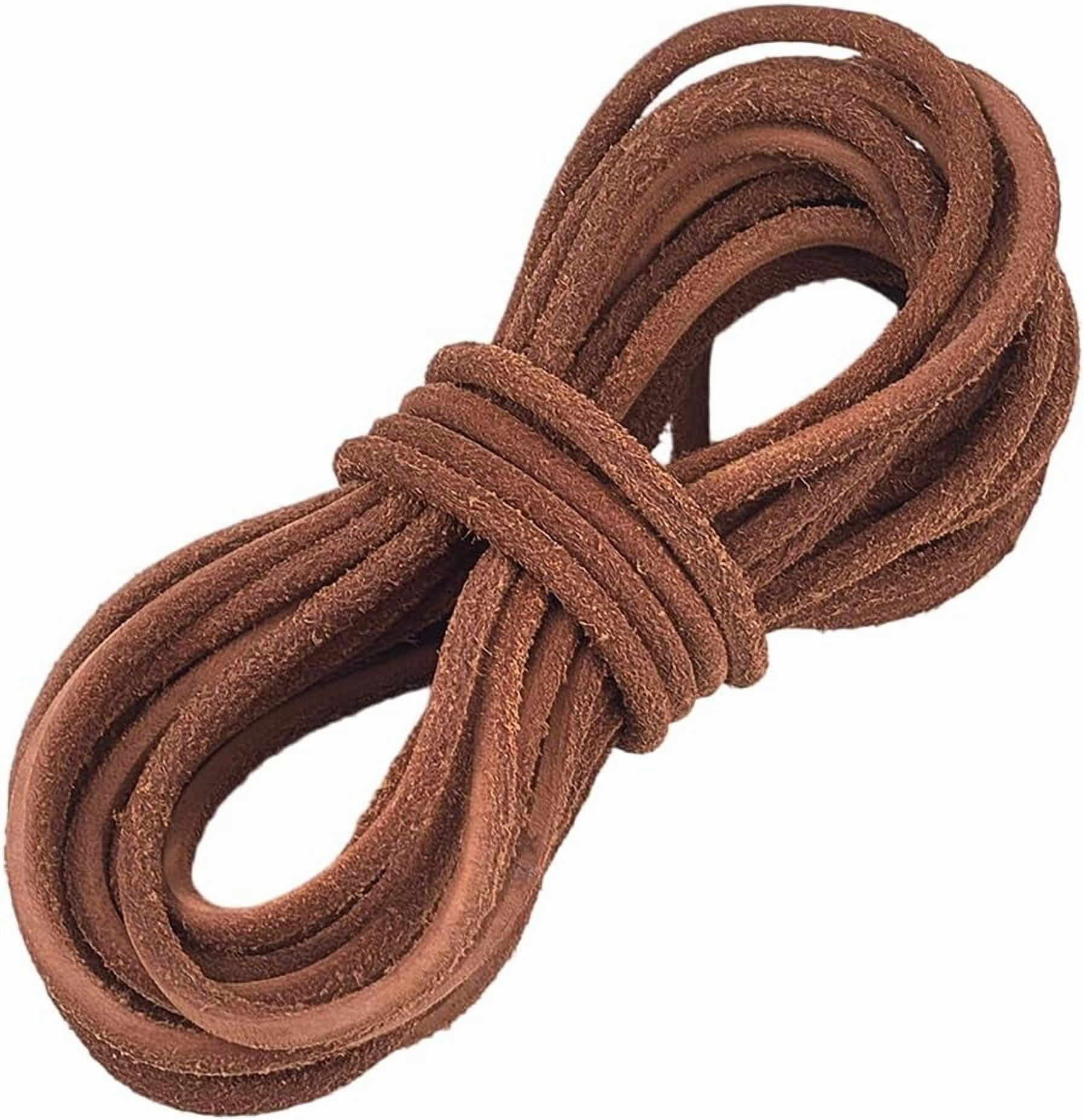 5m x 3mm Cowhide Leather Cord Round Genuine Leather Rope Saddle Brown ...