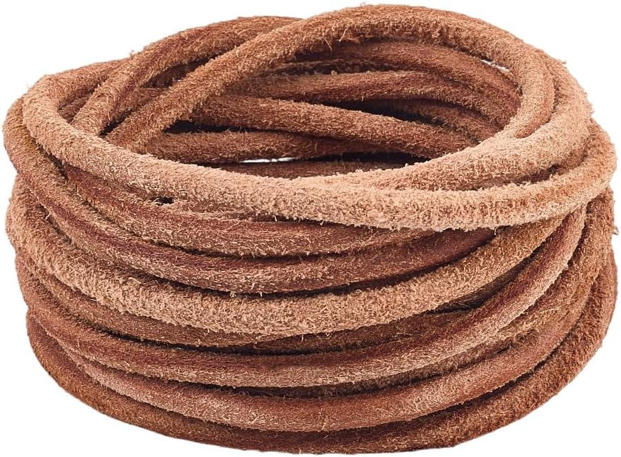 5m x 5.5mm Frosted Cowhide Rope Genuine Leather Cord Round Leather ...