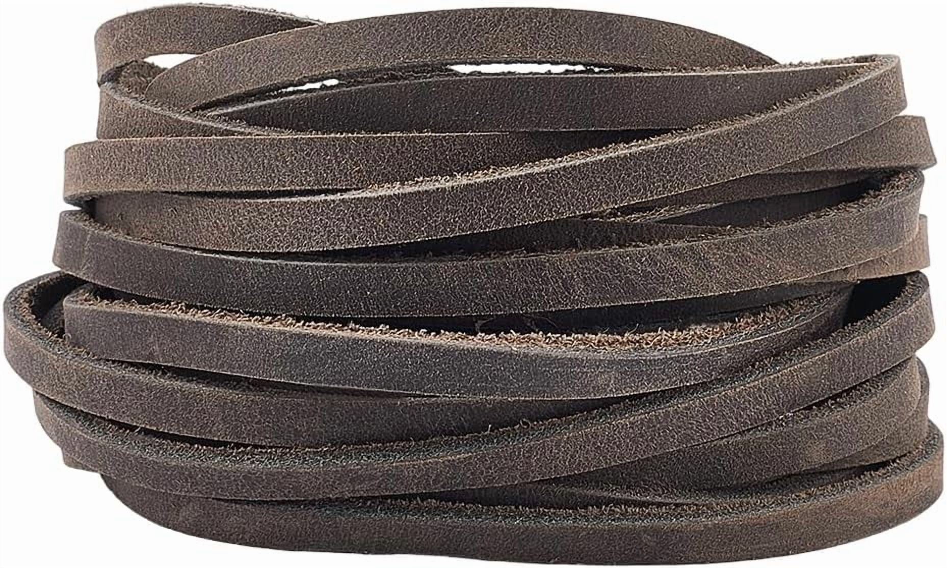 5m x 5mm Genuine Leather Strips Flat Leather Cord 2mm Thick Crazy Horse Cowhide String Gray ...