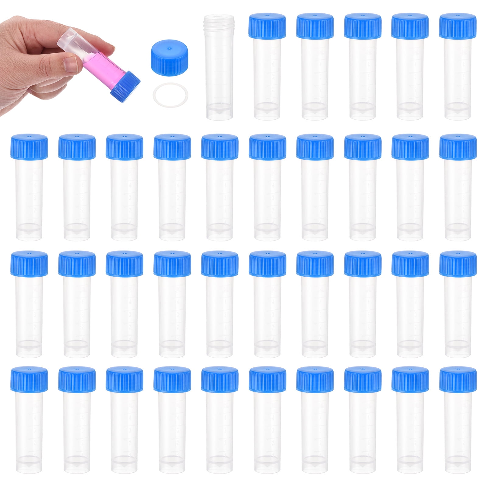5mL Plastic Test Tubes 36Pcs Frozen Test Tube Graduated Vial Container ...