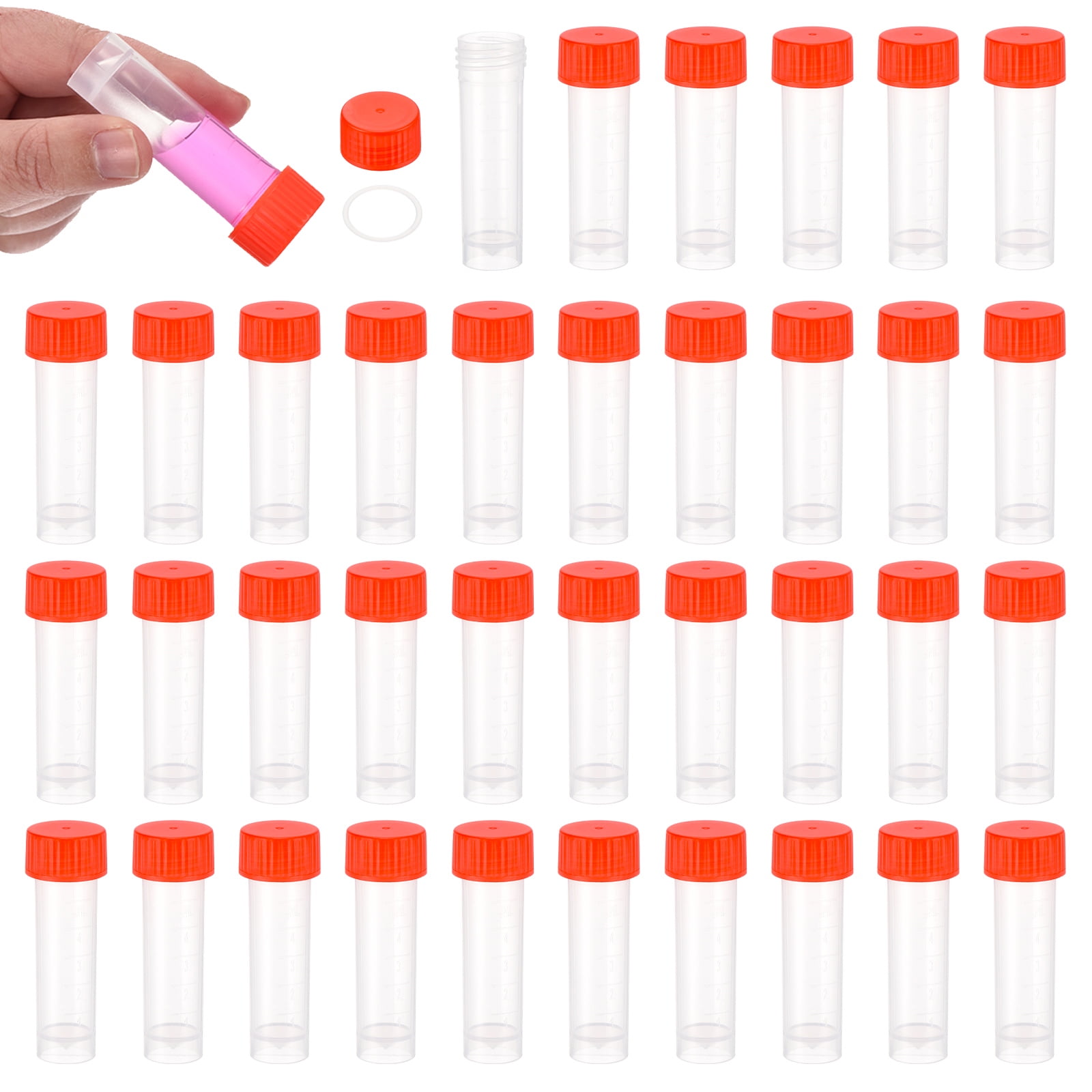 5mL Plastic Test Tubes 36Pcs Frozen Test Tube Graduated Vial Container ...
