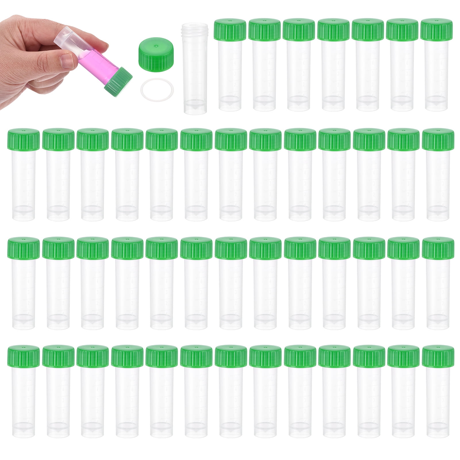 5mL Plastic Test Tubes 48Pcs Frozen Test Tube Graduated Vial Container ...