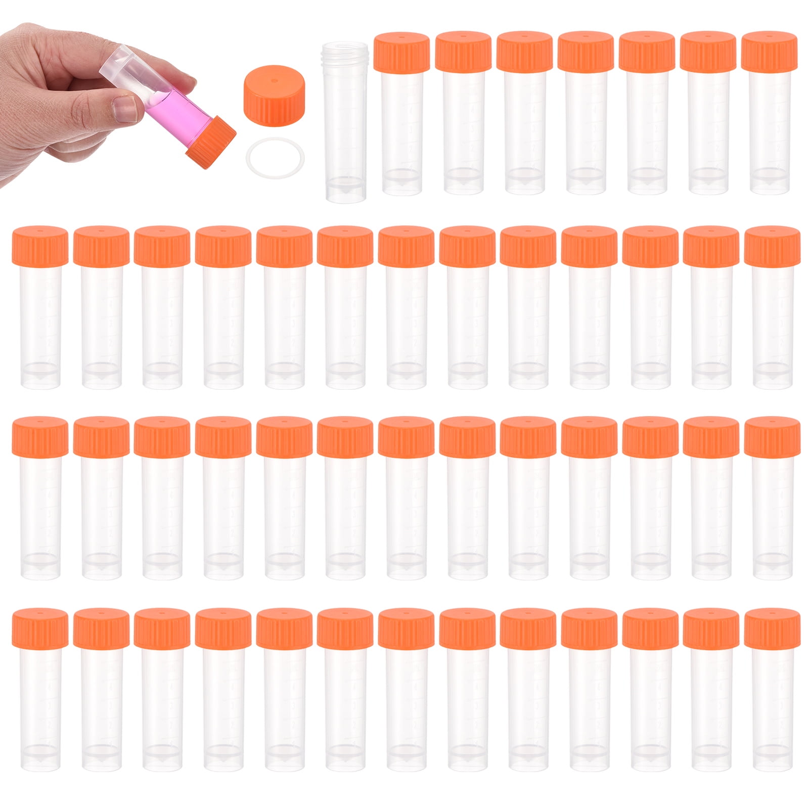 5mL Plastic Test Tubes 48Pcs Frozen Test Tube Graduated Vial Container ...