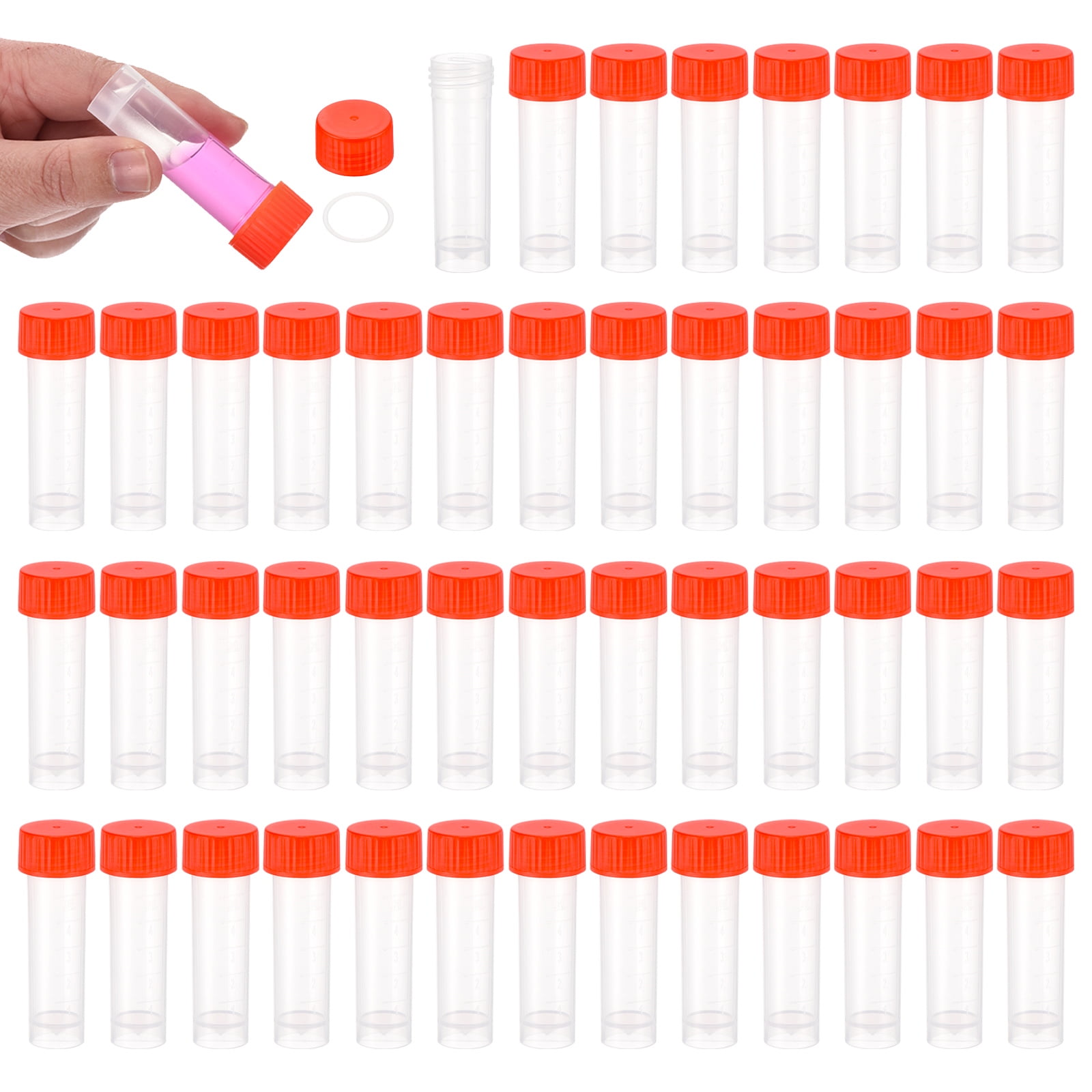 5mL Plastic Test Tubes 48Pcs Frozen Test Tube Graduated Vial Container ...