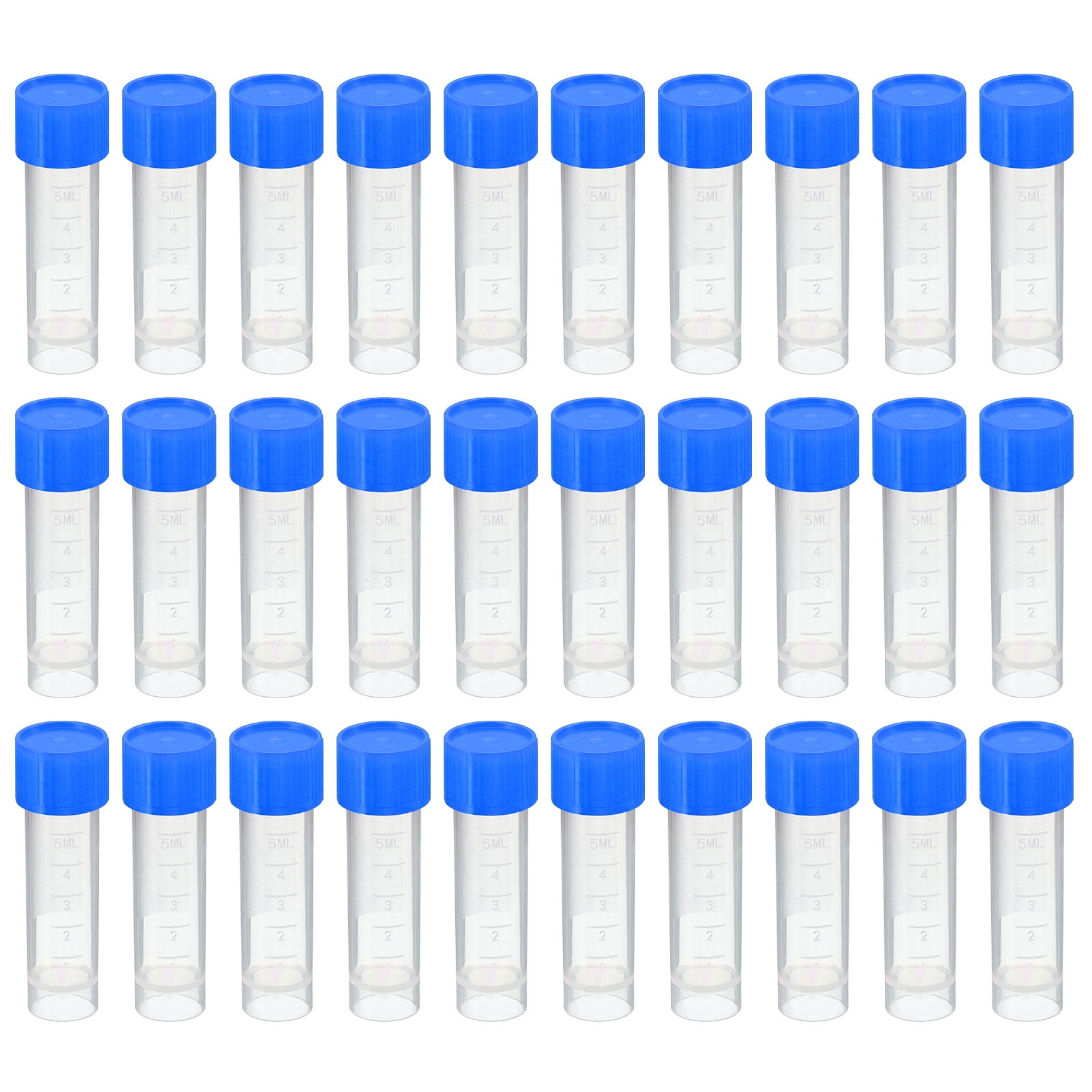 5mL Plastic Test Tubes, 80 Pack Frozen Container Storage Blue Screw Cap ...