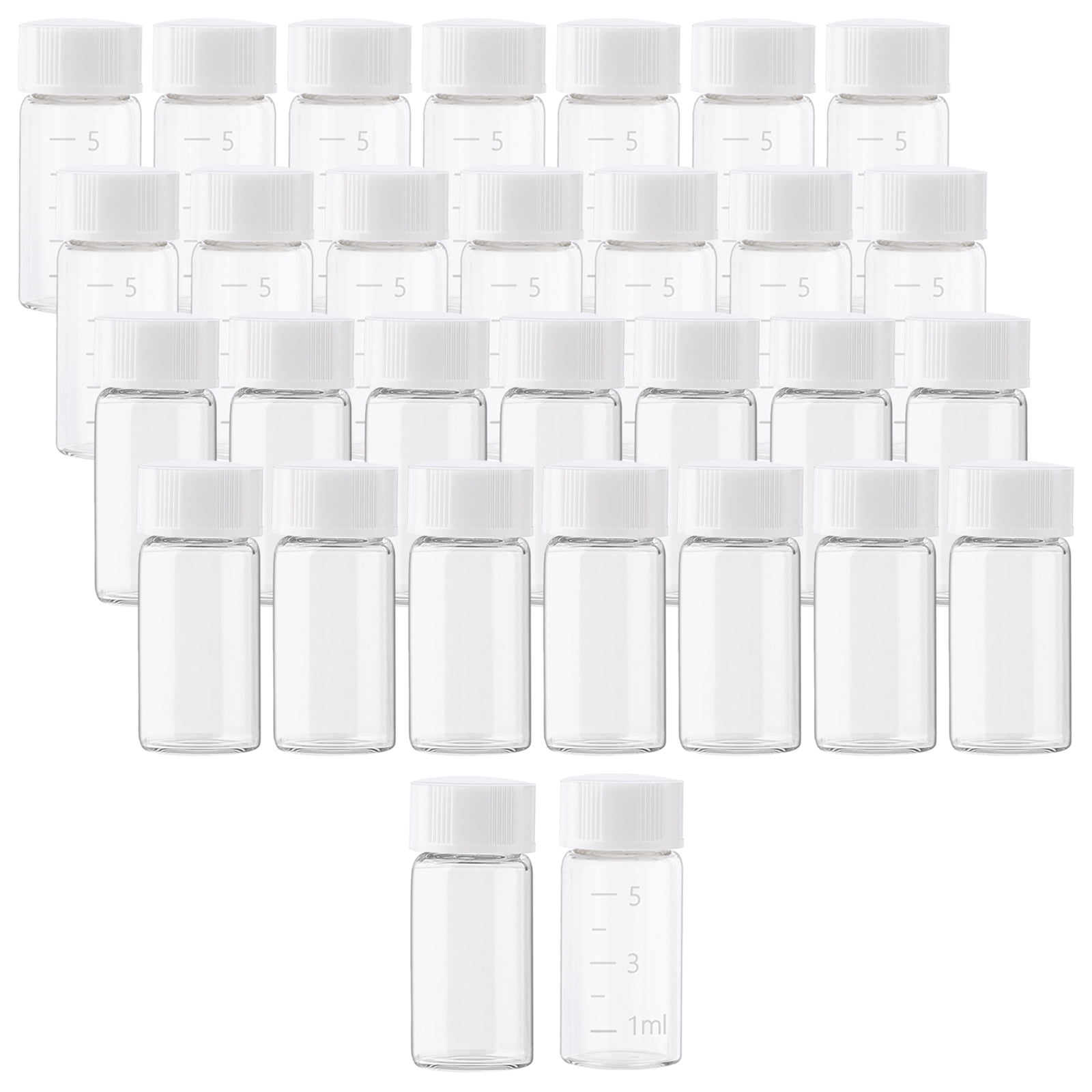 5ml (0.17 Oz) Clear Liquid Sampling Sample Scale White Screwcap Glass ...