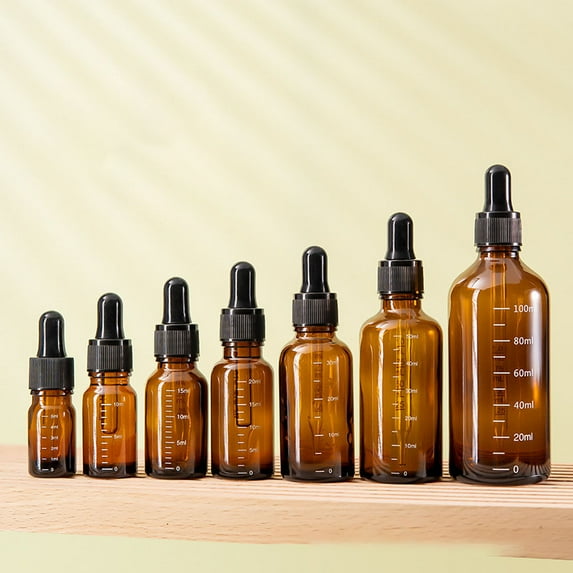5ml-100ml Dropper Bottles With Scale Reagent Eye Drop Amber Glass Aromatherapy Liquid Pipette ...