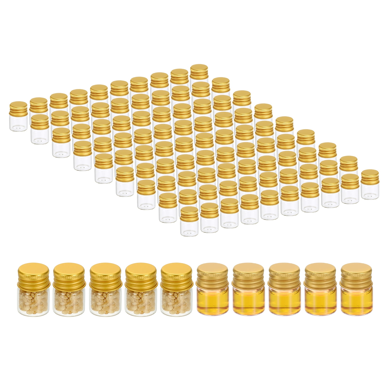 5ml Clear Glass Vials, 100 Pack Small Liquid Sample Vial with Screw Caps Leak-Proof Bottles ...