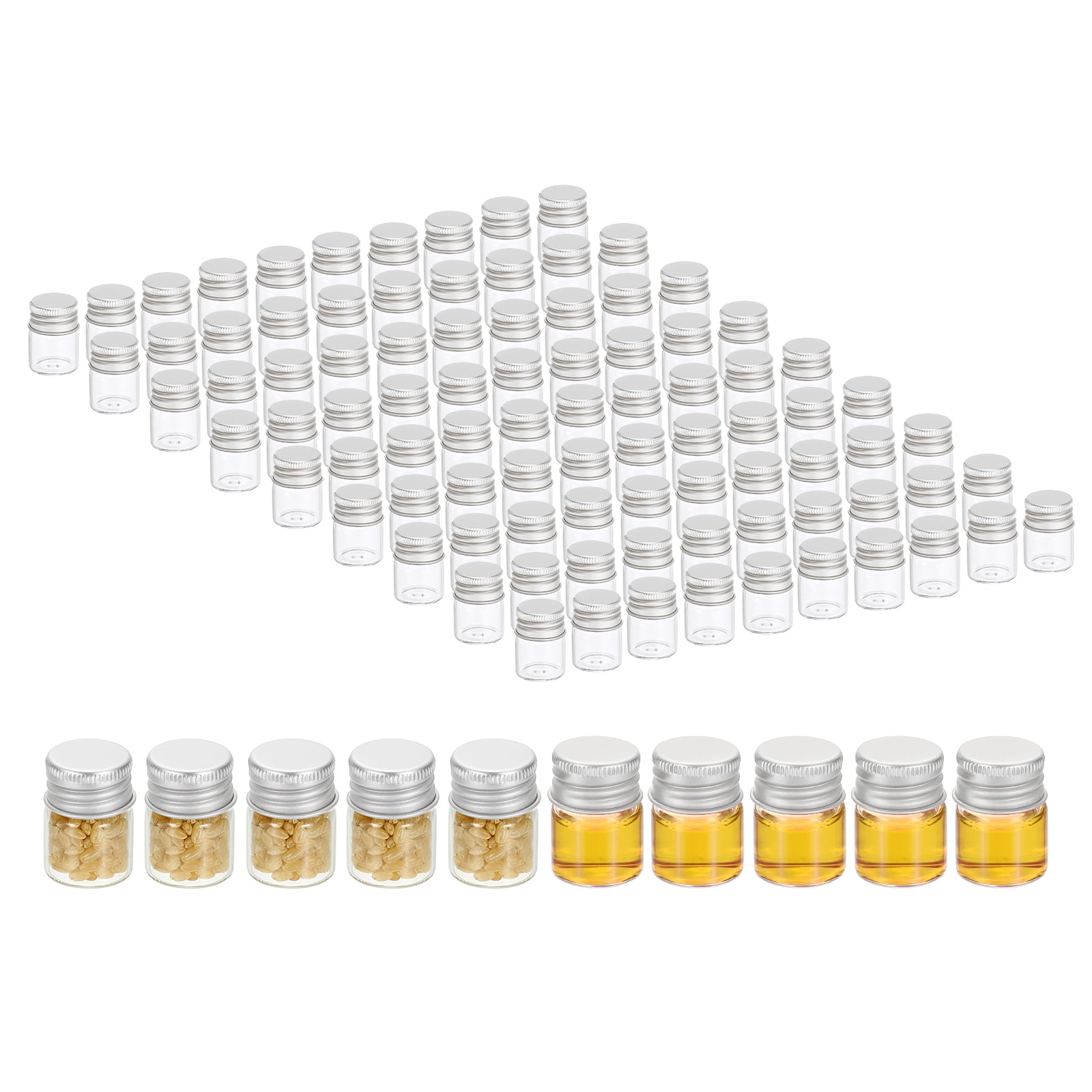 5ml Clear Glass Vials, 100 Pack Small Liquid Sample Vial with Screw Caps Leak-Proof Bottles ...
