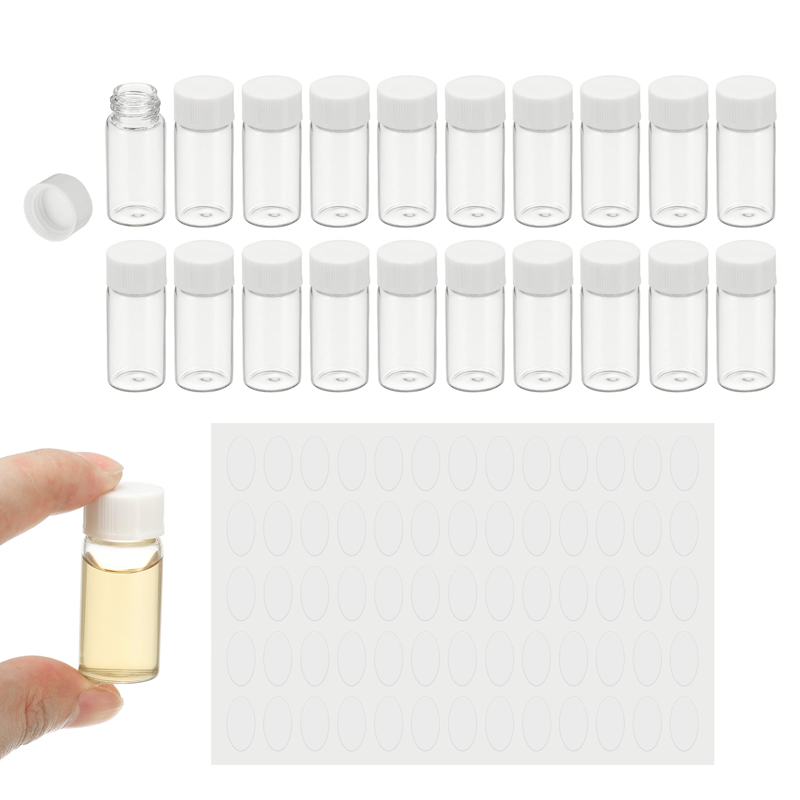 5ml Clear Glass Vials, 20Pcs Sample Vials with Screw Cap Reagent Media ...