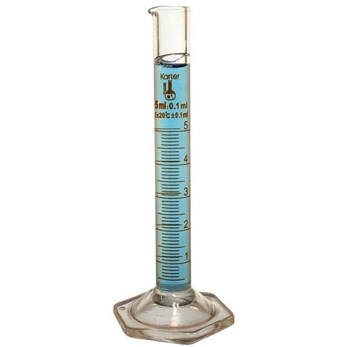 5ml, Graduated Cylinder, Borosilicate 3.3 Glass, Single Metric Scale ...