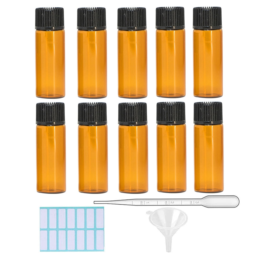 5ml Mini Amber Glass Bottles with No-hole Plugs and Cap for Essential ...