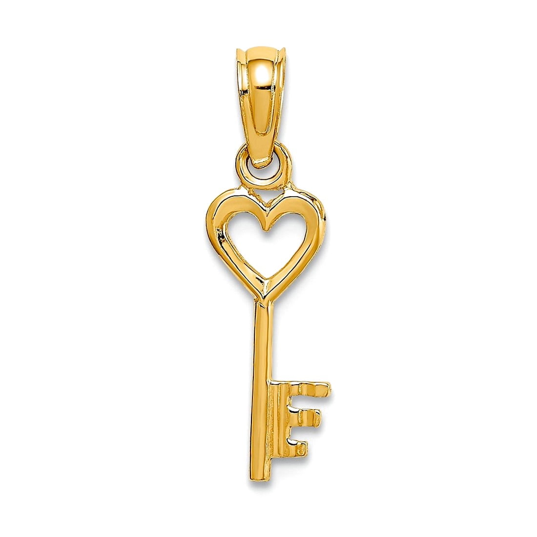 5mm 14k Gold Key With Love Heart Pendant Necklace Top High Polish ...