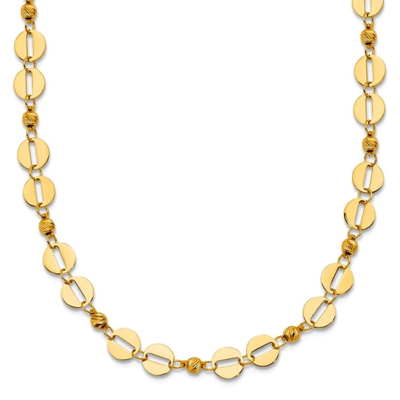 5mm 14k Solid Yellow Gold Polished Fancy Link Necklace 18 Inch Pendant ...