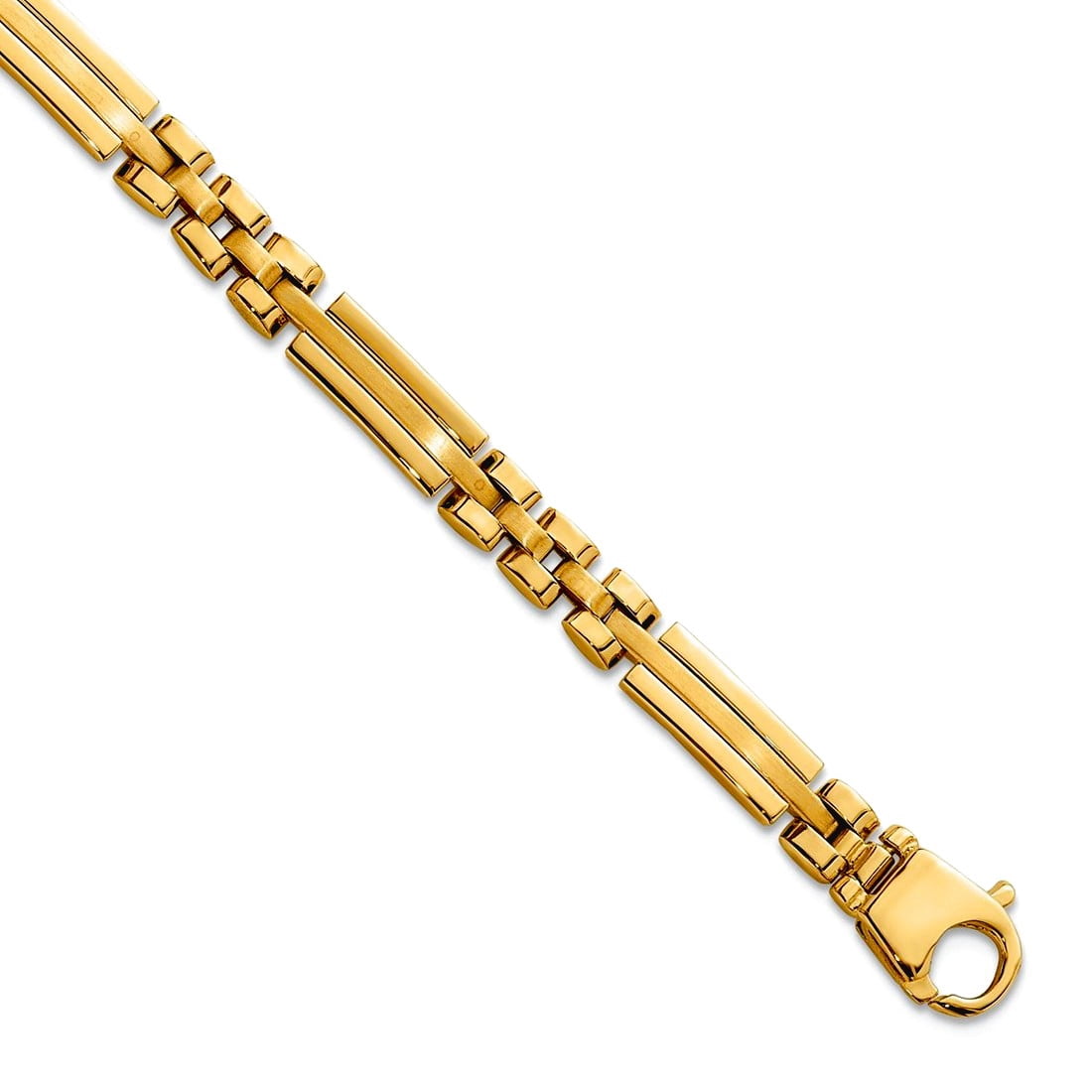 5mm 14k Solid Yellow Gold Polished and Brushed Fancy Multi Link ...