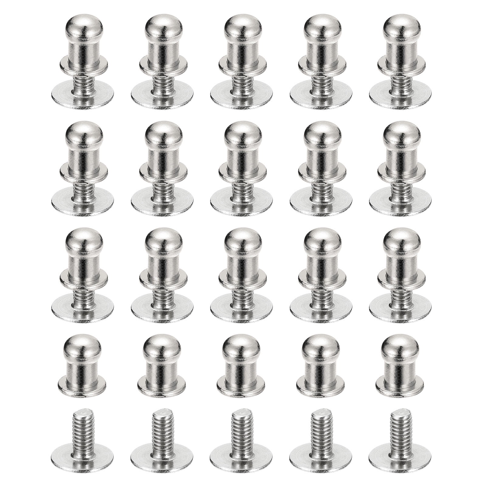 5mm Ball Head Stud Rivets Screw Back, 50Pack Round Head Button Nipple ...