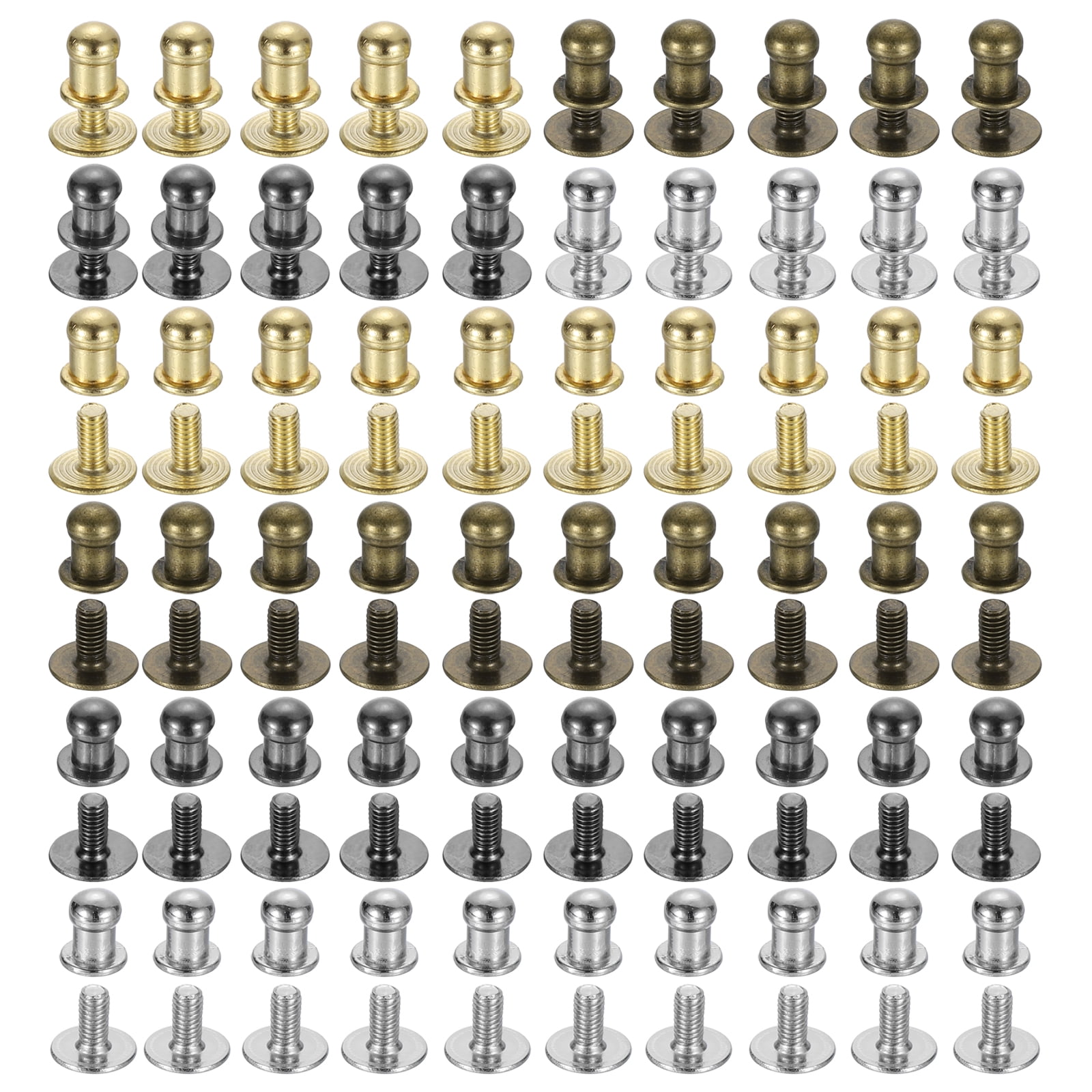 5mm Ball Head Stud Rivets Screw Back, 60Pack Button Nipple Rivet 4 ...