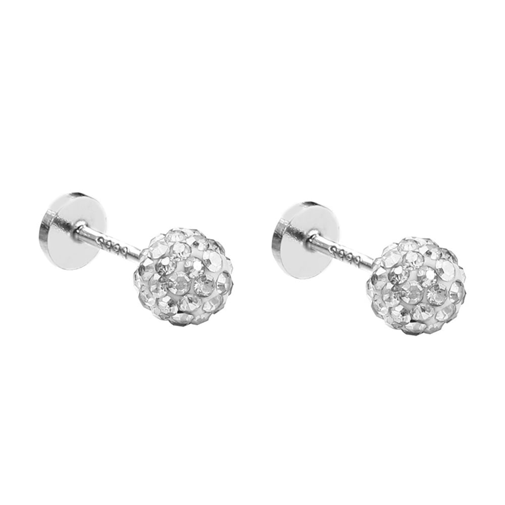 5mm Crystal Ball Cartilage Labret Stud Earrings 925 Sterling Silver CZ ...