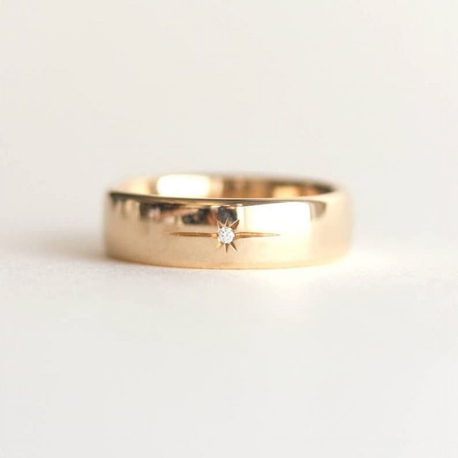 5mm Flush Set Round Moissanite Diamond Wedding Band with Beveled Edges ...