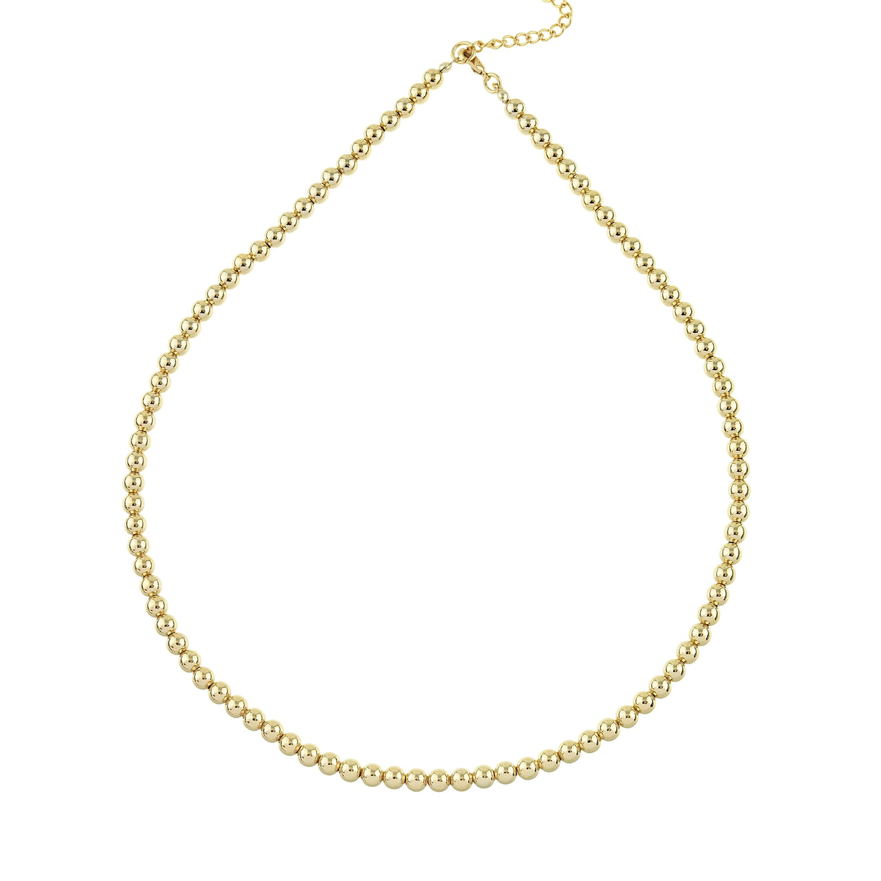 5mm Gold Ball Bead Chain Necklace - 14K Gold Plated Choker Necklace ...