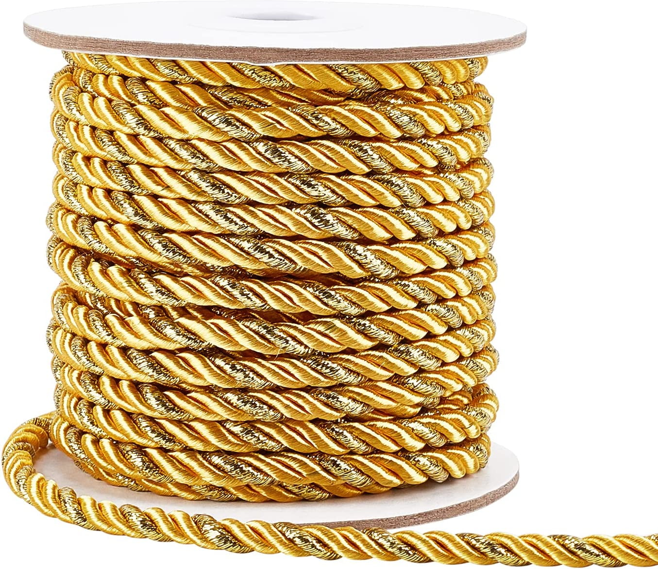 5mm Gold Cord Rope 15 Yards Metallic Twine Cord 3-Ply Polyester Shiny ...