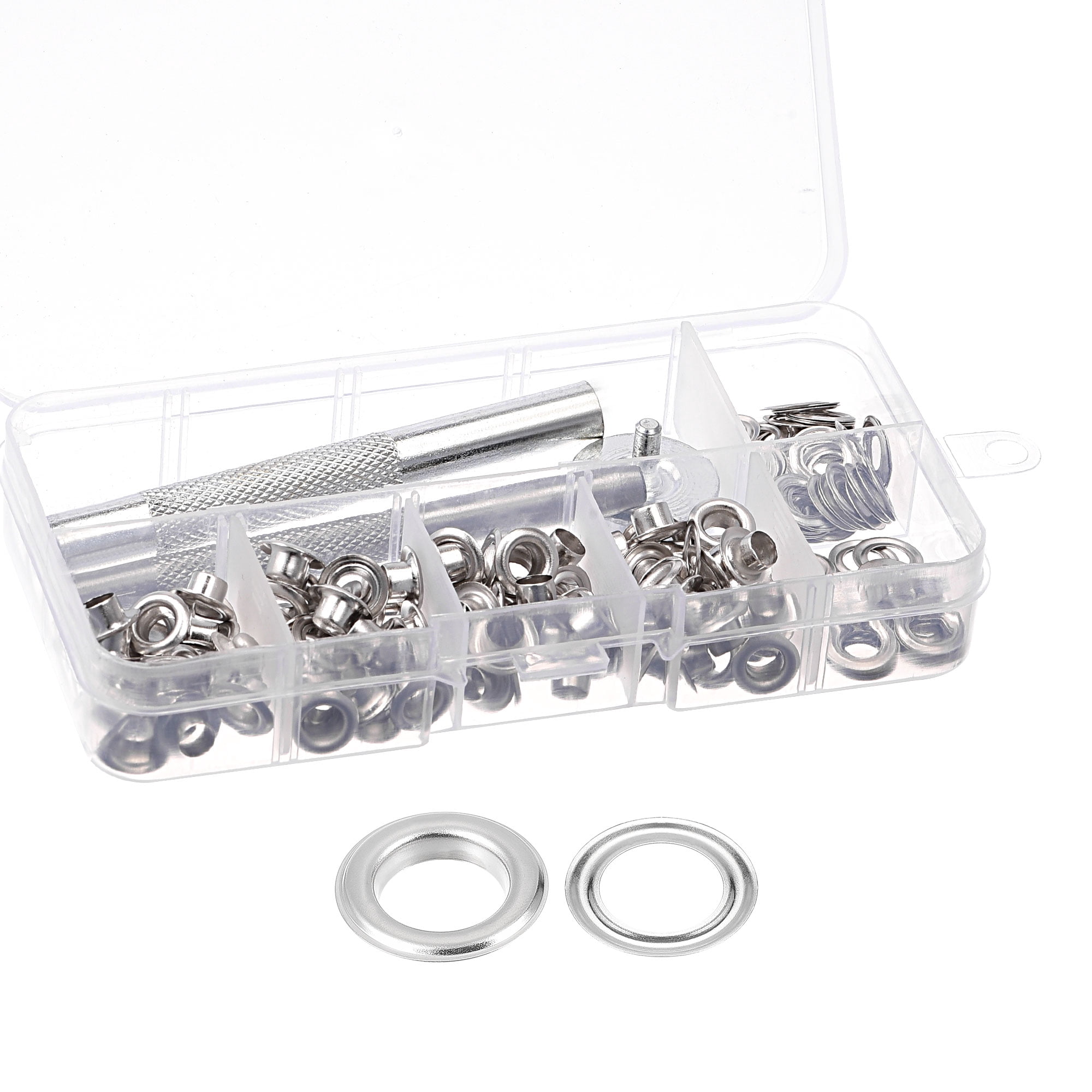 5mm Inside Dia. Silver Tone 100 Sets 3/16" Copper Grommets Kit with 3 ...