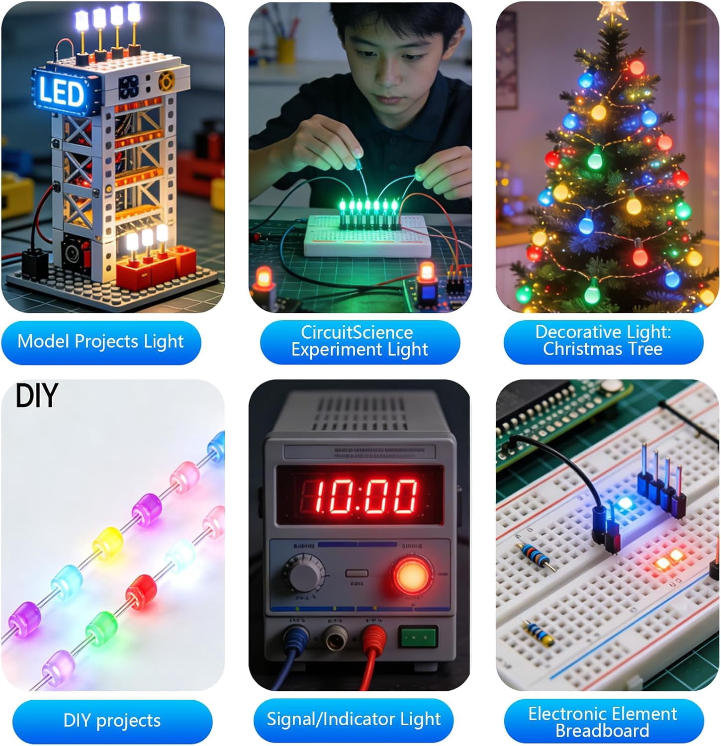 5mm LED Diode Assorted Kit, 500Pcs Box Pack, 5 Colors 100Pcs Each ...