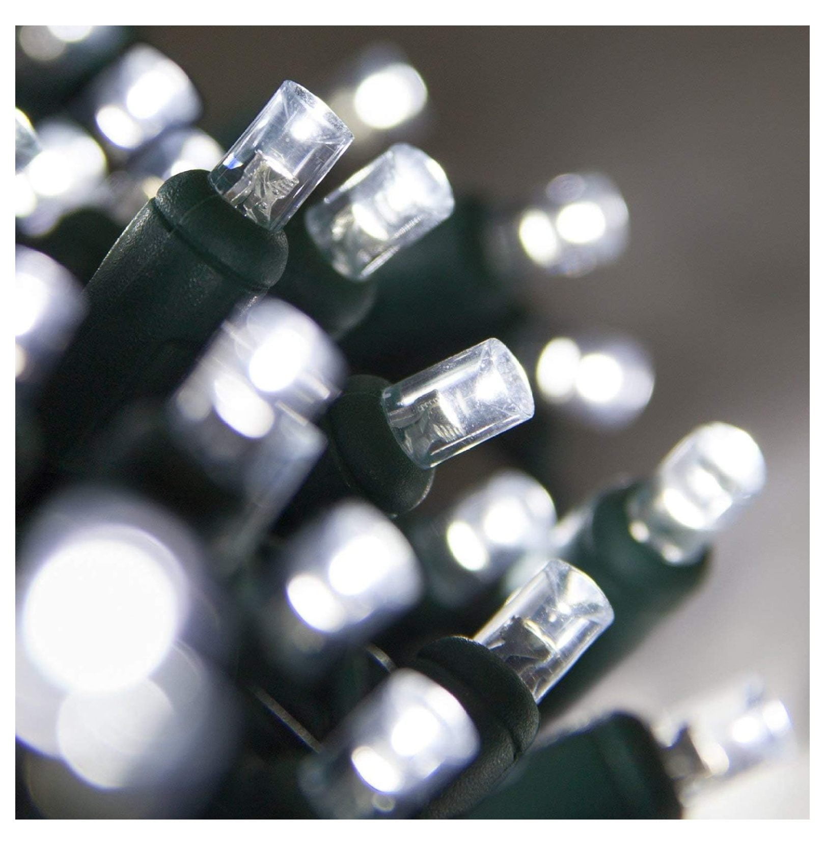 5mm LED Wide Angle Cool White Prelamped Light Set, Green Wire - 50 LED ...